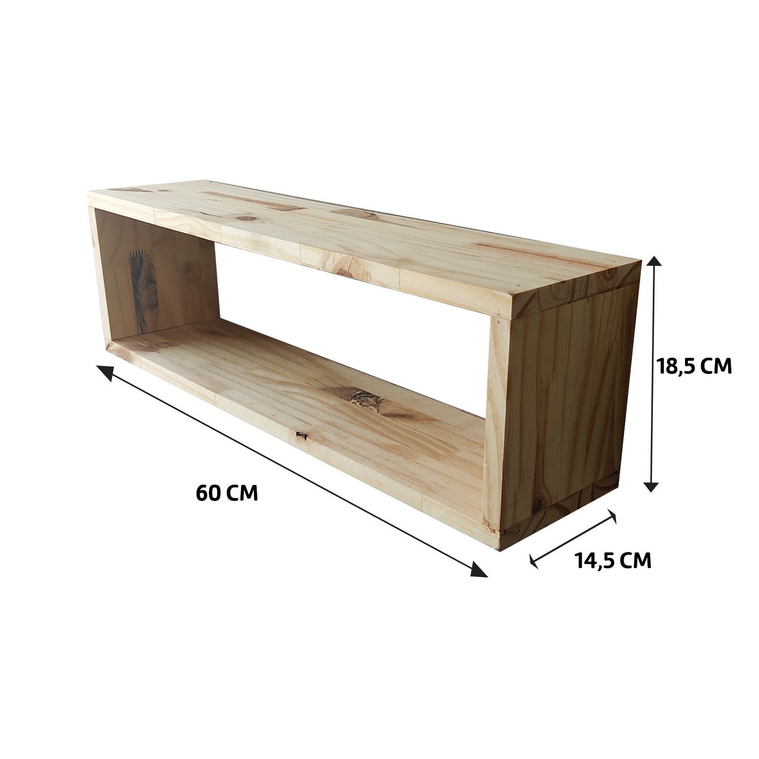 Kit 3 Nichos Madeira Pinus Retangular Decorativo Rústico M | MadeiraMadeira