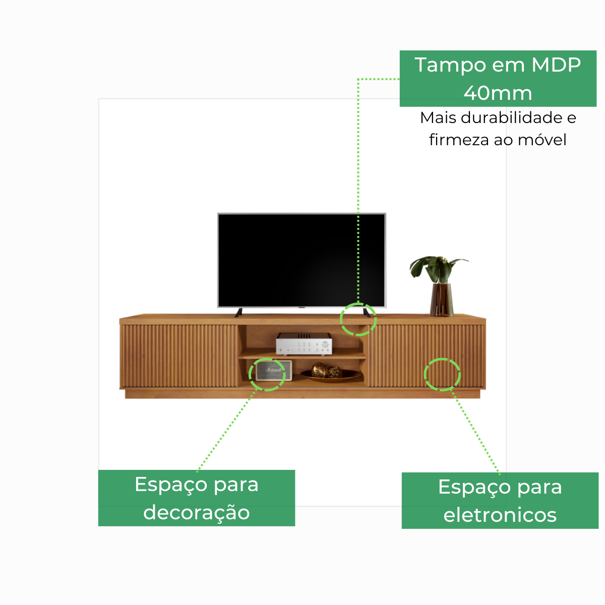 Rack 2 Porta para TV até 75 Polegadas Arezzo Mavaular Naturalle ...