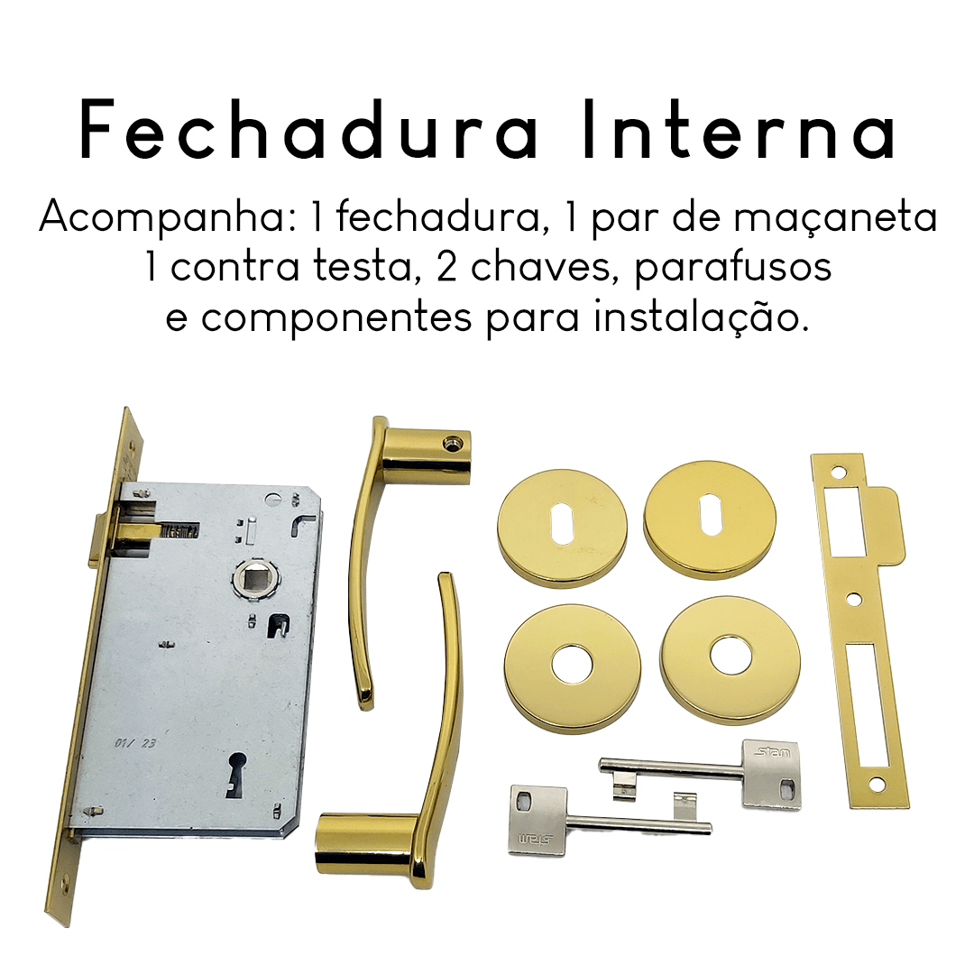 Fechadura para Porta Madeira Interna Broca 55mm Dourado Stam Fechadura ...