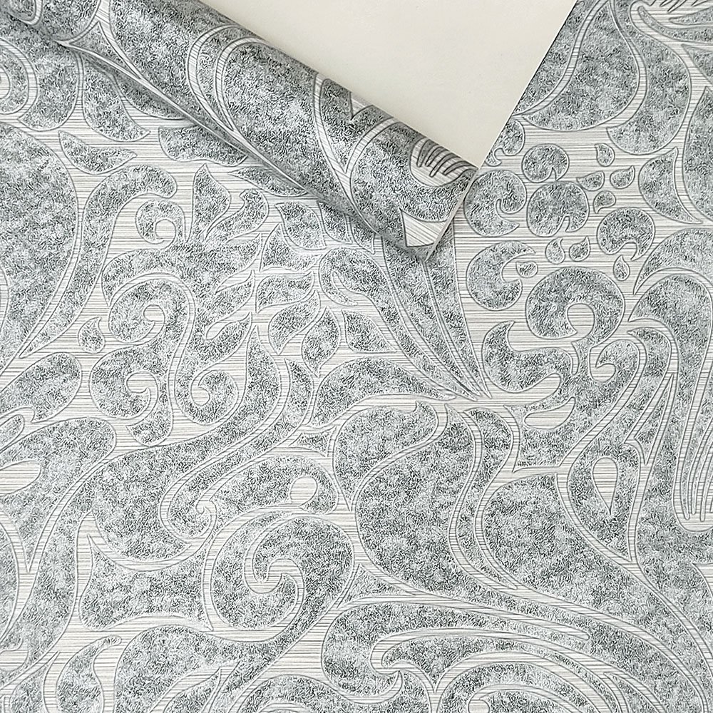 Papel de Parede Italiano Arabesco Cinza Vinílico 10 m - Coleção Italian ...