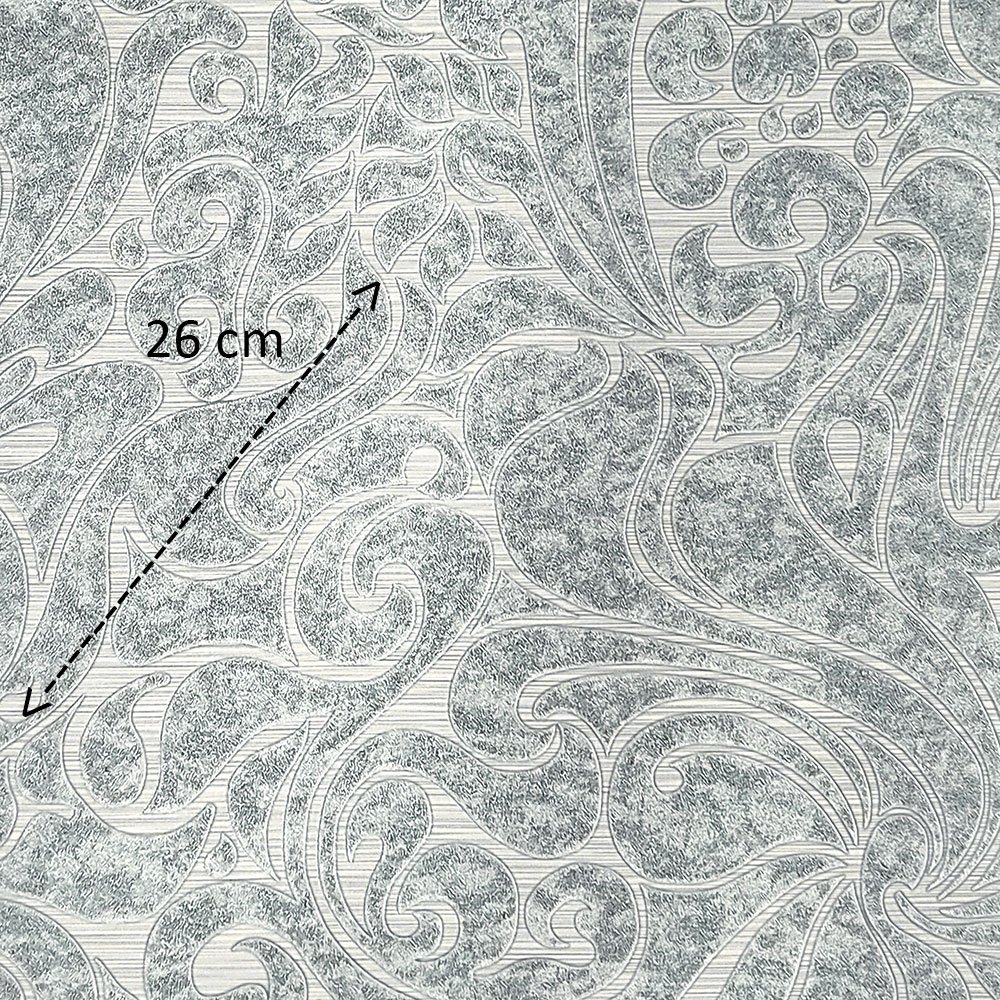 Papel de Parede Italiano Arabesco Cinza Vinílico 10 m - Coleção Italian ...