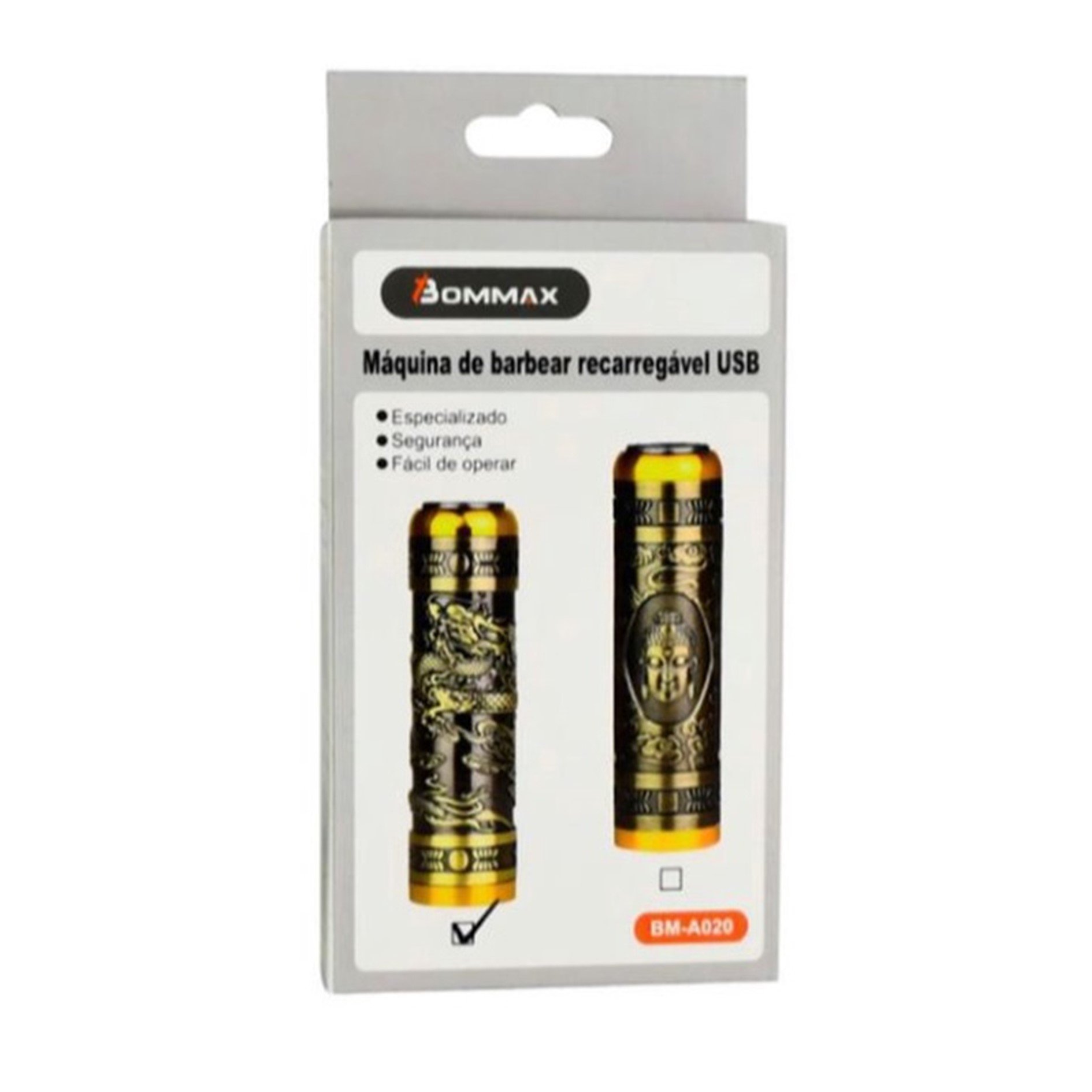 MAQUINA DE BARBEAR BOMMAX RECARREGÁVEL BM-A020 USB - DOURADO | MadeiraMadeira