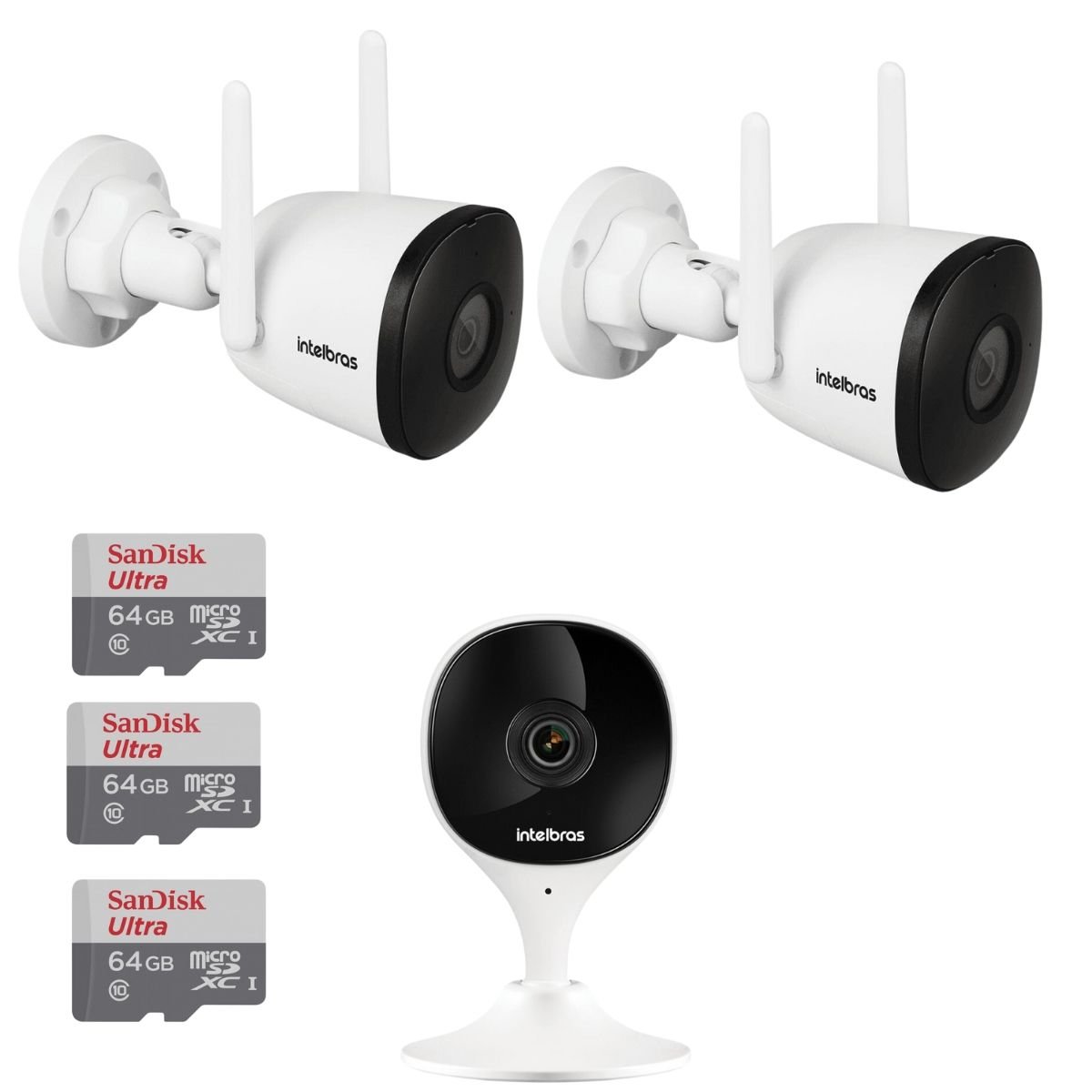 2 Câmeras Wi-fi Extern. Im5 Sc + 1 Câmera Imx C + 3 Sd 64gb Intelbras ...