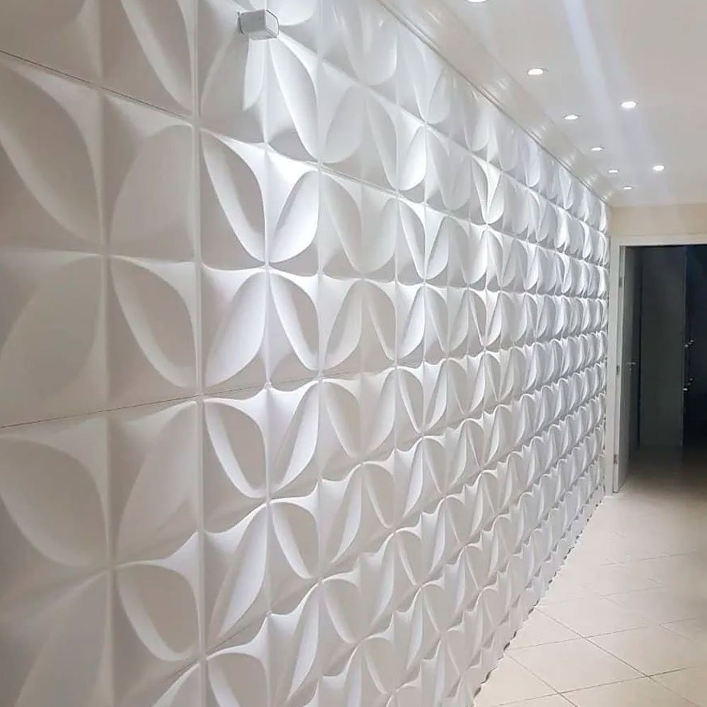 Kit 25 Placas Revestimento de Parede PVC 3d Alto Relevo Petalas Branco ...