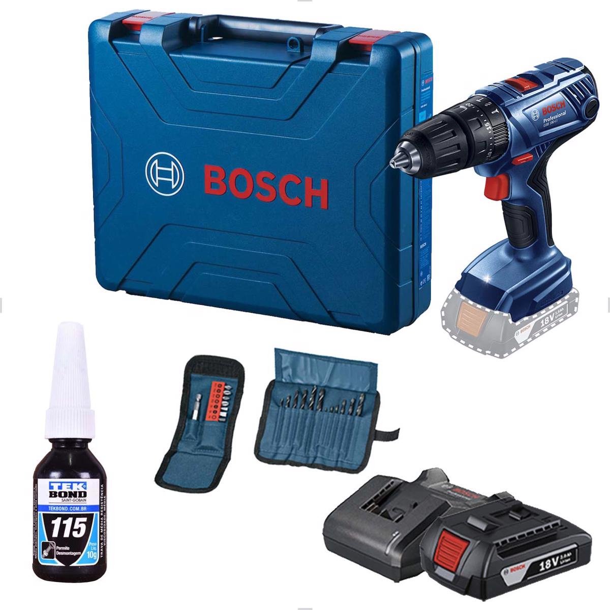 Parafusadeira/furadeira a Bateria 18v Gsb180 Bosch + 1 Bateria + Trava ...