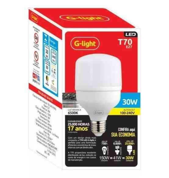 Lâmpada Bulbo Led Ence T70 30w E27 6500k G-light | MadeiraMadeira