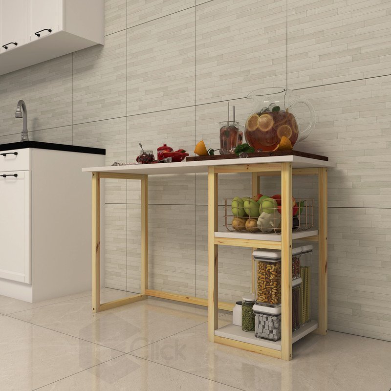 Mesa Pinus Branca de Escritório Industrial com 2 Prateleira 1,20 AJL STORE | MadeiraMadeira