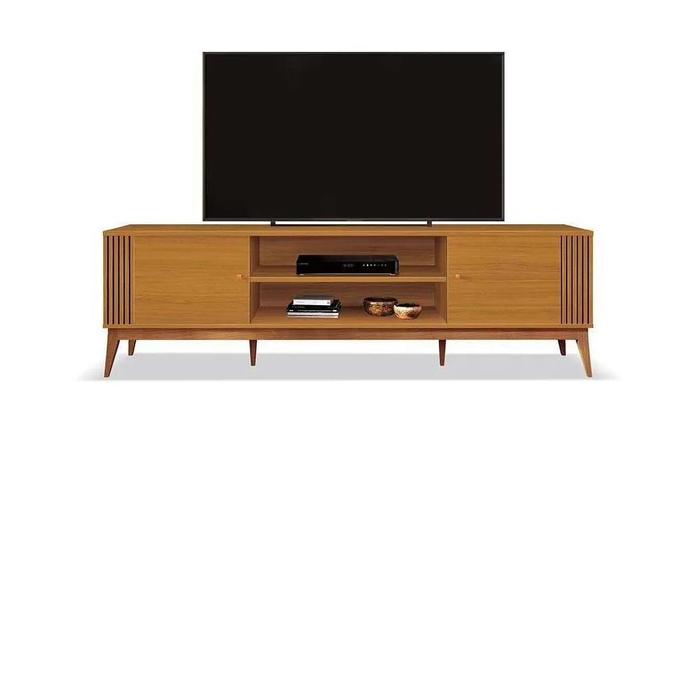 Rack 2 Portas 1,60m TV 60 Polegadas Ripado Lateral Grécia 1.6:Naturale ...