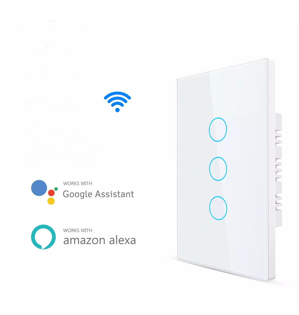 Interruptor inteligente Wi Fi Smart 3 Botão Envio Imediato | MadeiraMadeira