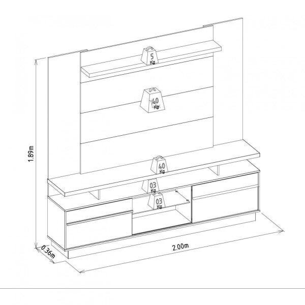 Rack com Painel para TV 60 Polegadas Recife e Aurora Linea Brasil ...