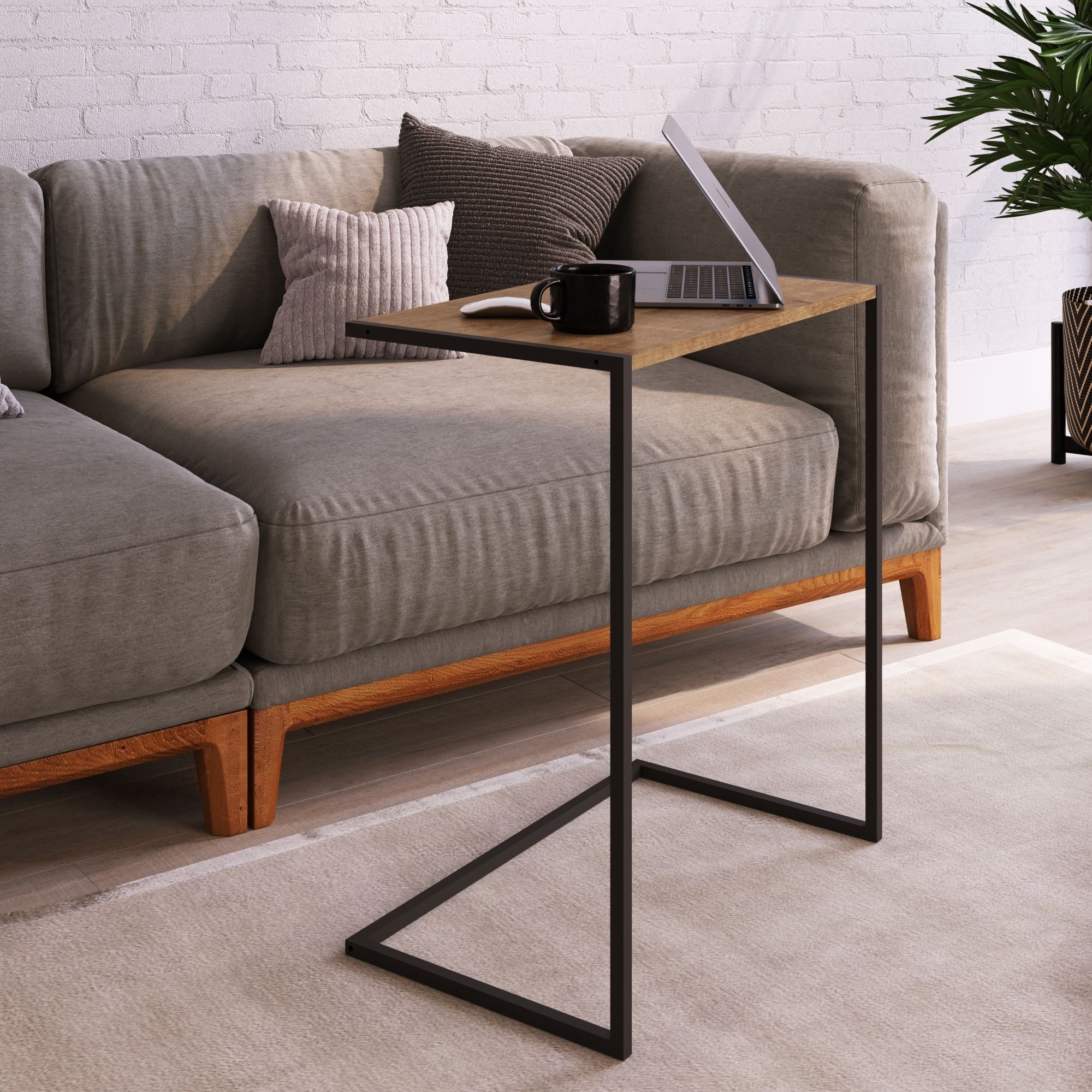 Mesa Lateral de Apoio Industrial Marrom Vermont/Preto | MadeiraMadeira