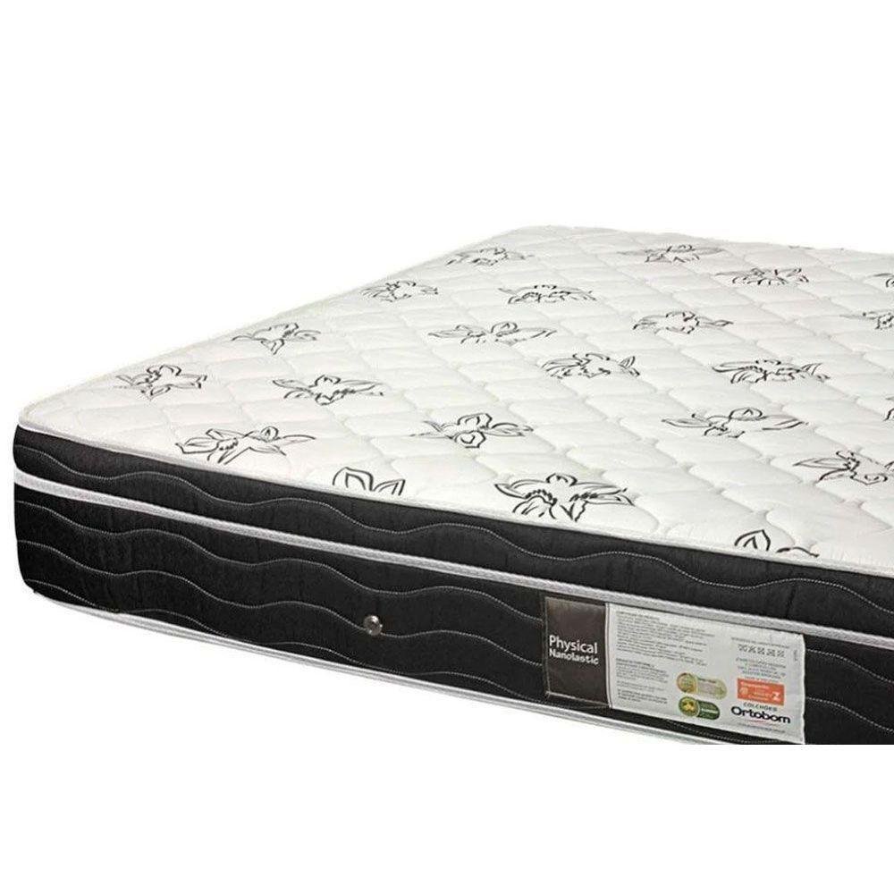 Cama Box Queen: Colchão Molas Ortobom Nanolastic Physical Spring + Base ...
