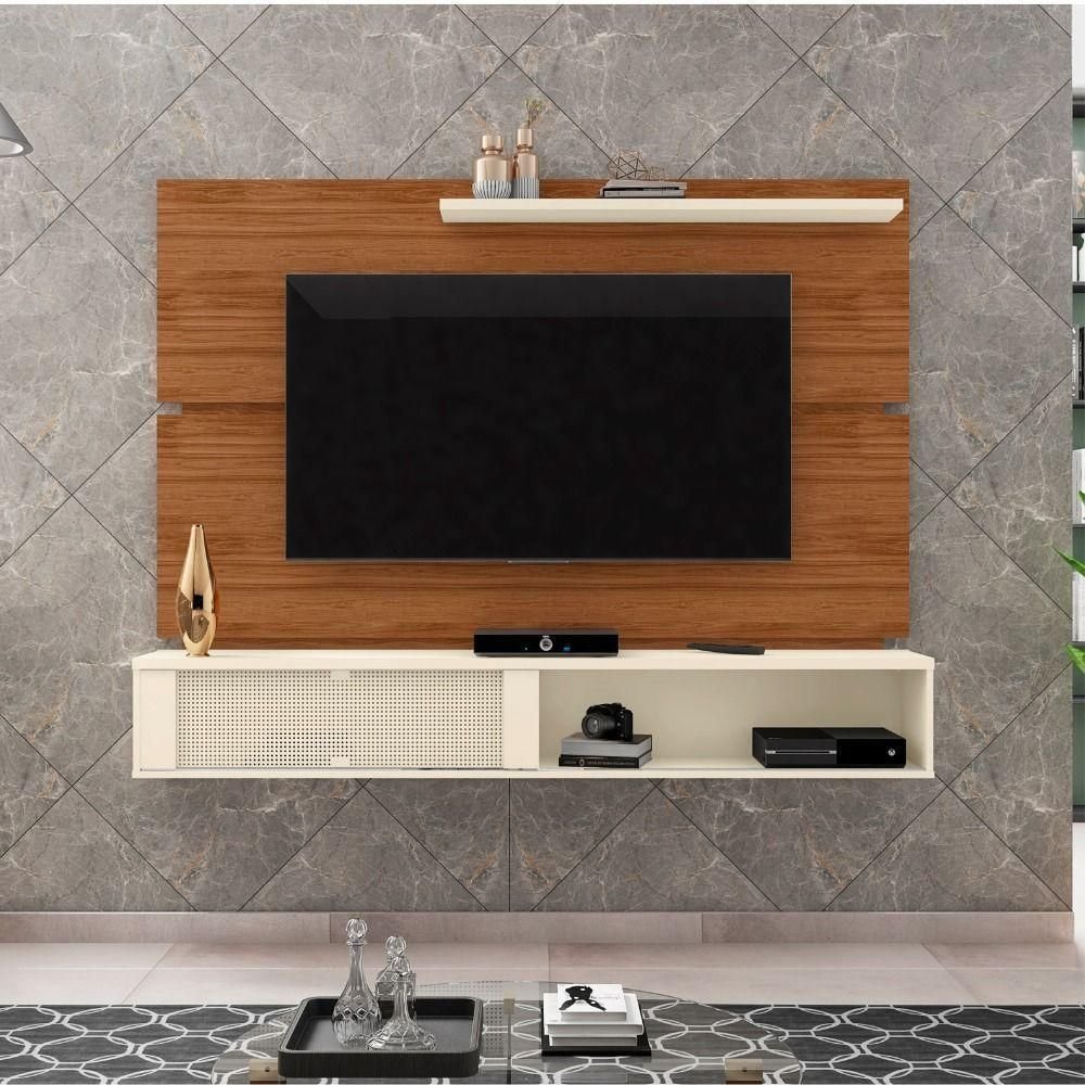Painel Home Dom para Tv até 75 Polegadas Suspenso Cinamomo Mel -off White - Mabe Magazine ...