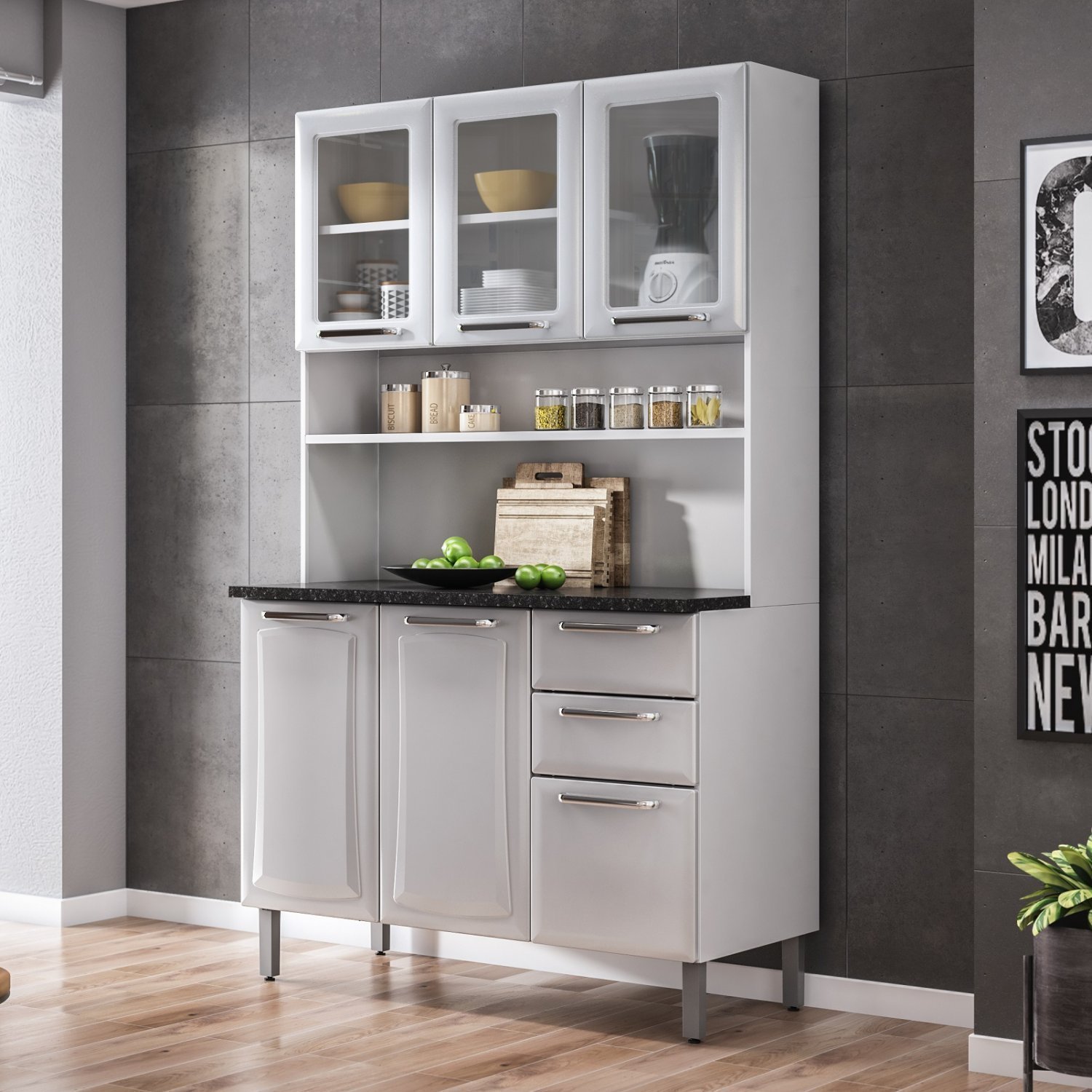 Kit Cozinha 120cm 6 Portas 2 Gavetas Regina Itatiaia | MadeiraMadeira