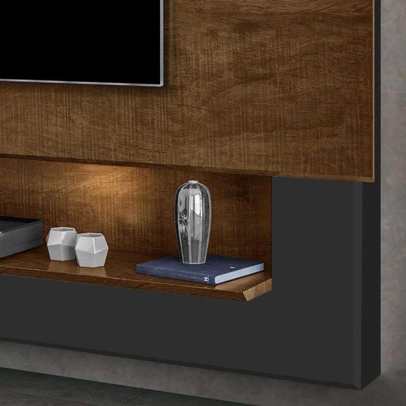 Painel Bancada Riviera Para TV 75 Polegadas Malbec Preto | MadeiraMadeira