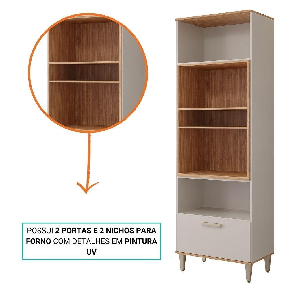 Torre Quente 100%mdf 70cm 2 Nichos para Forno 2 Portas 1 Gaveta Bella ...