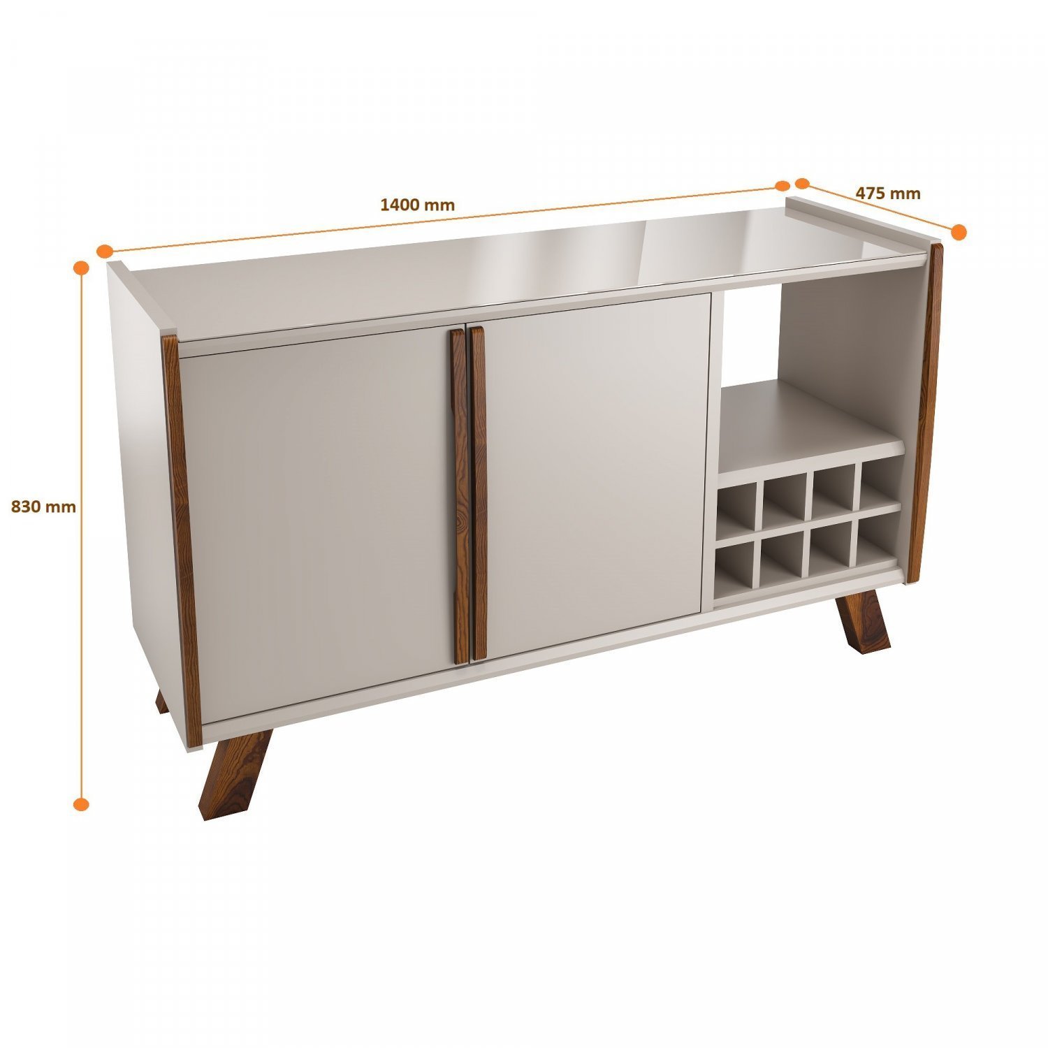 Buffet Aparador 140cm com Adega 2 Portas 1 Nicho Monaco Sonetto Móveis ...