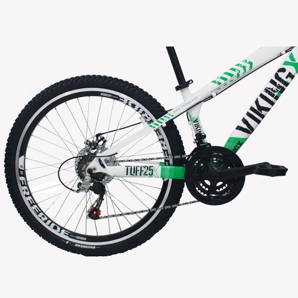 Bicicleta VikingX Tuff25 Freeride Aro 26 21V Branco/Verde | MadeiraMadeira