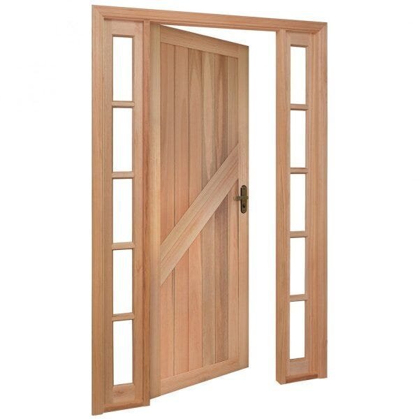 Porta de Madeira Lambril 213x134cm com Batente 9,4cm EWK P14 M34 ...