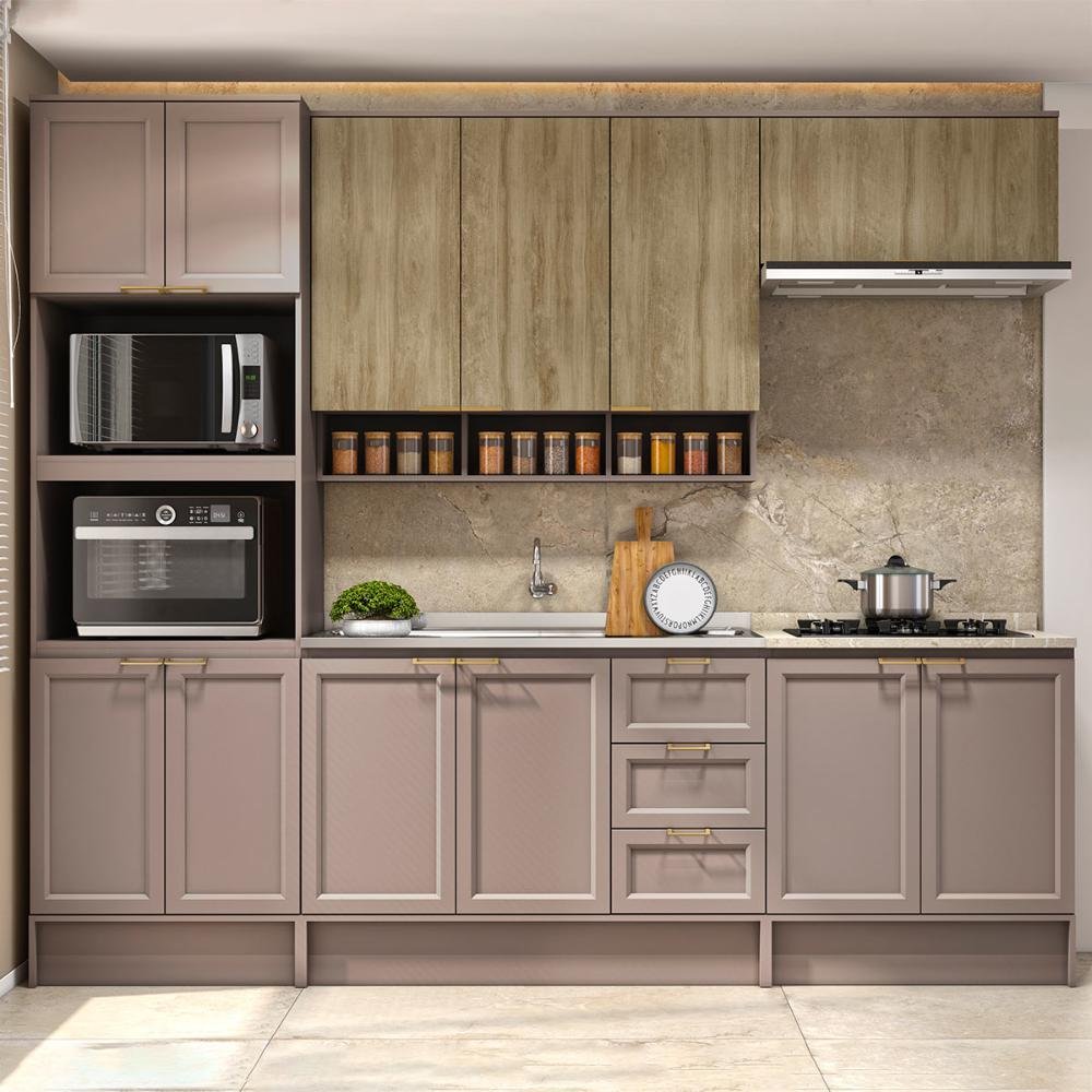 Cozinha Clássica Completa Mdf Modulável Carraro Malta Duna Cor:duna com ...