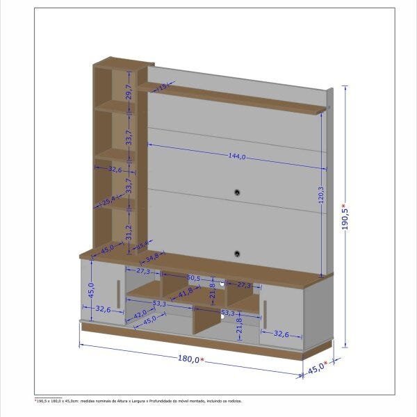 Home com LED para TV até 60 Polegadas Prestige Móveis Bechara ...