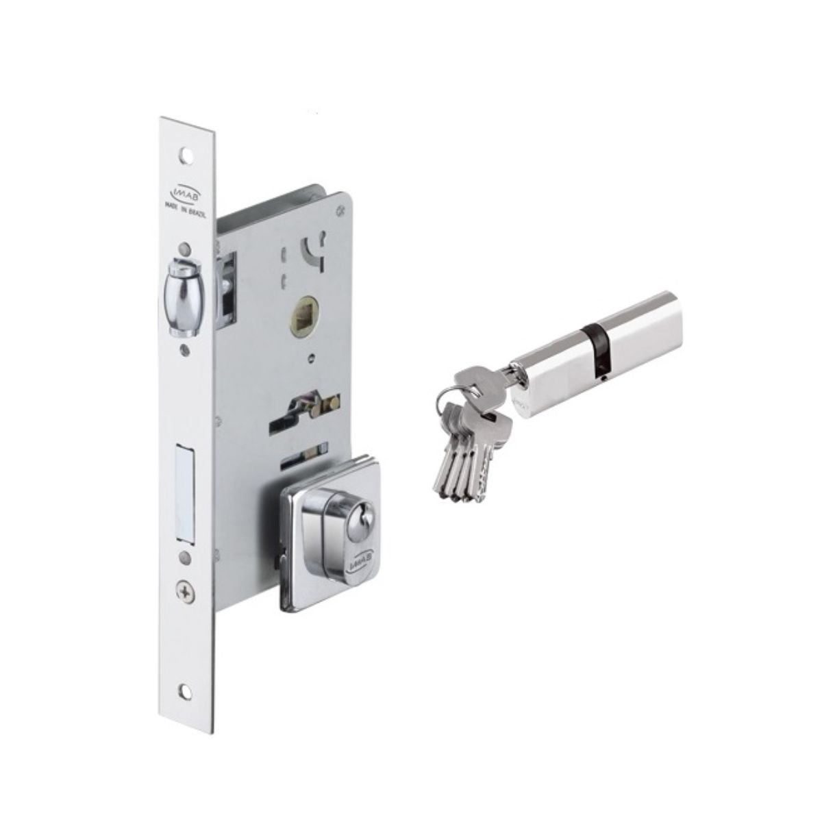 Fechadura Rolete Pivotante Imab 4700 Cilindro 125 Mm (12,5 Cm) Cromada Máquina 55 Mm Quadrada ...