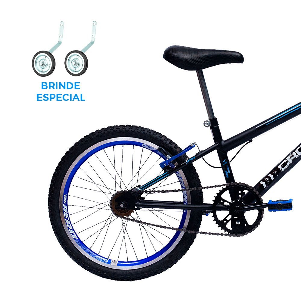 Bicicleta Aro 20 Bmx Cross Freestyle Aero Preta com Azul - Pneu Preto ...