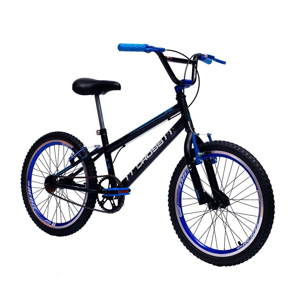 Bicicleta Aro 20 Bmx Cross Freestyle Aero Preta com Azul - Pneu Preto ...