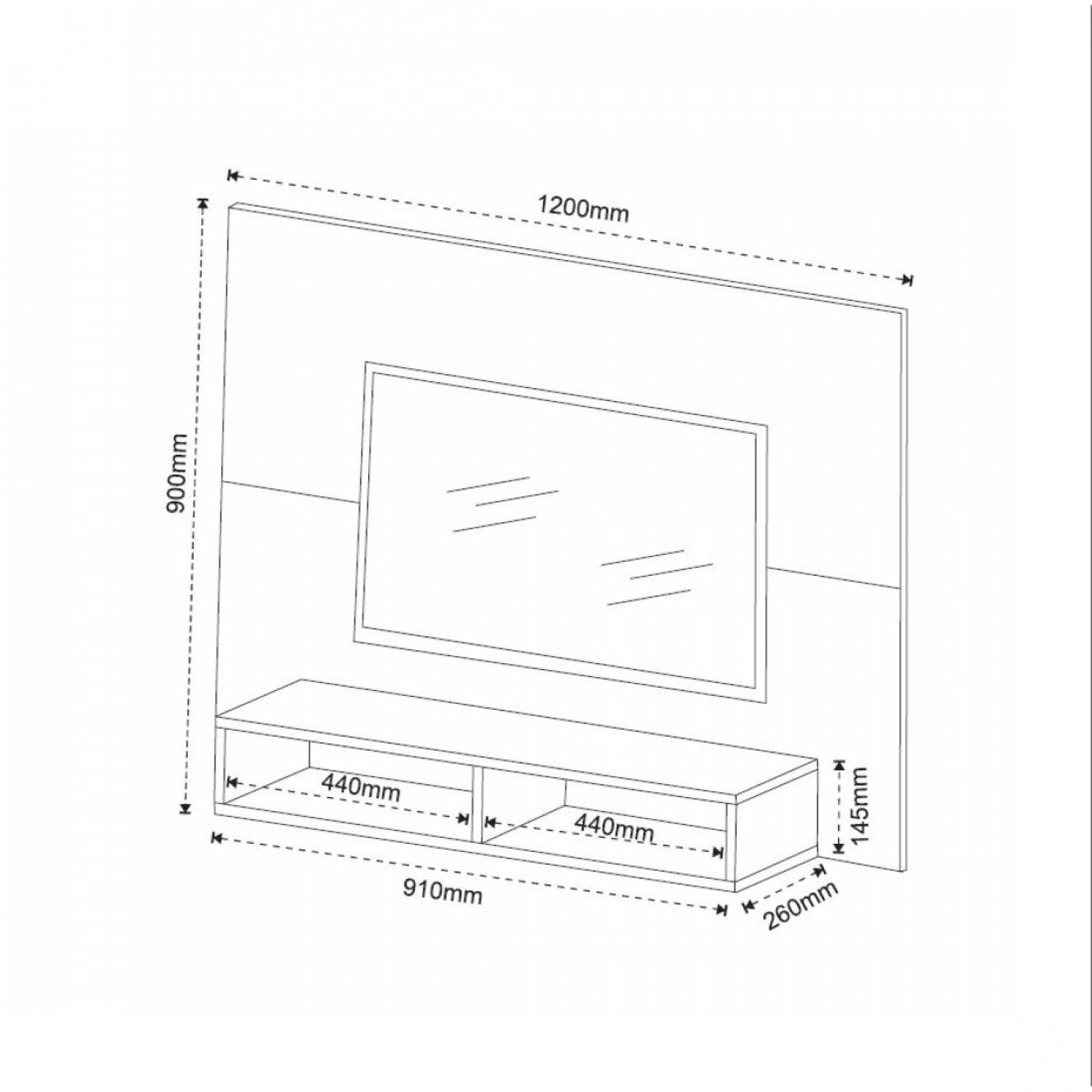 Painel para TV até 42 Polegadas com 2 Nichos Life Espresso Móveis ...