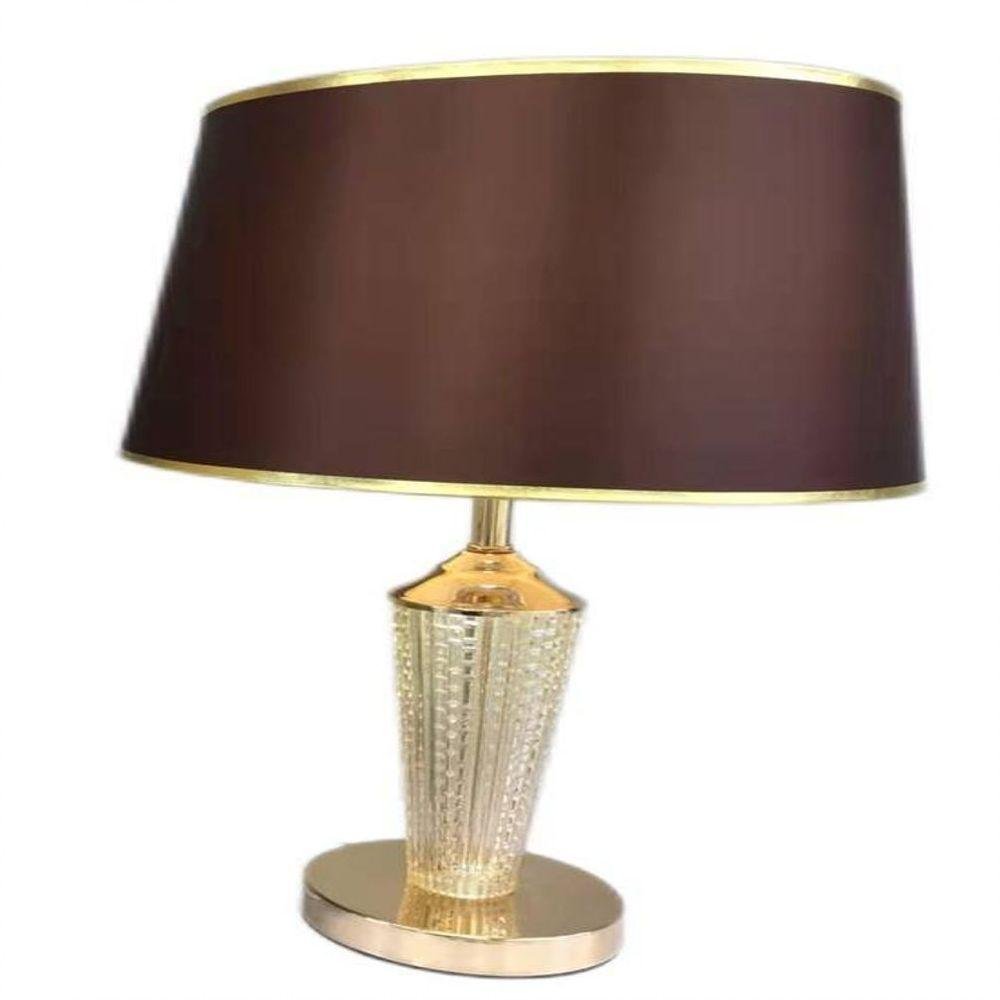 Abajour Metal Dourado Cúpula Em Tecido Marrom 30x56cm 30cm | MadeiraMadeira