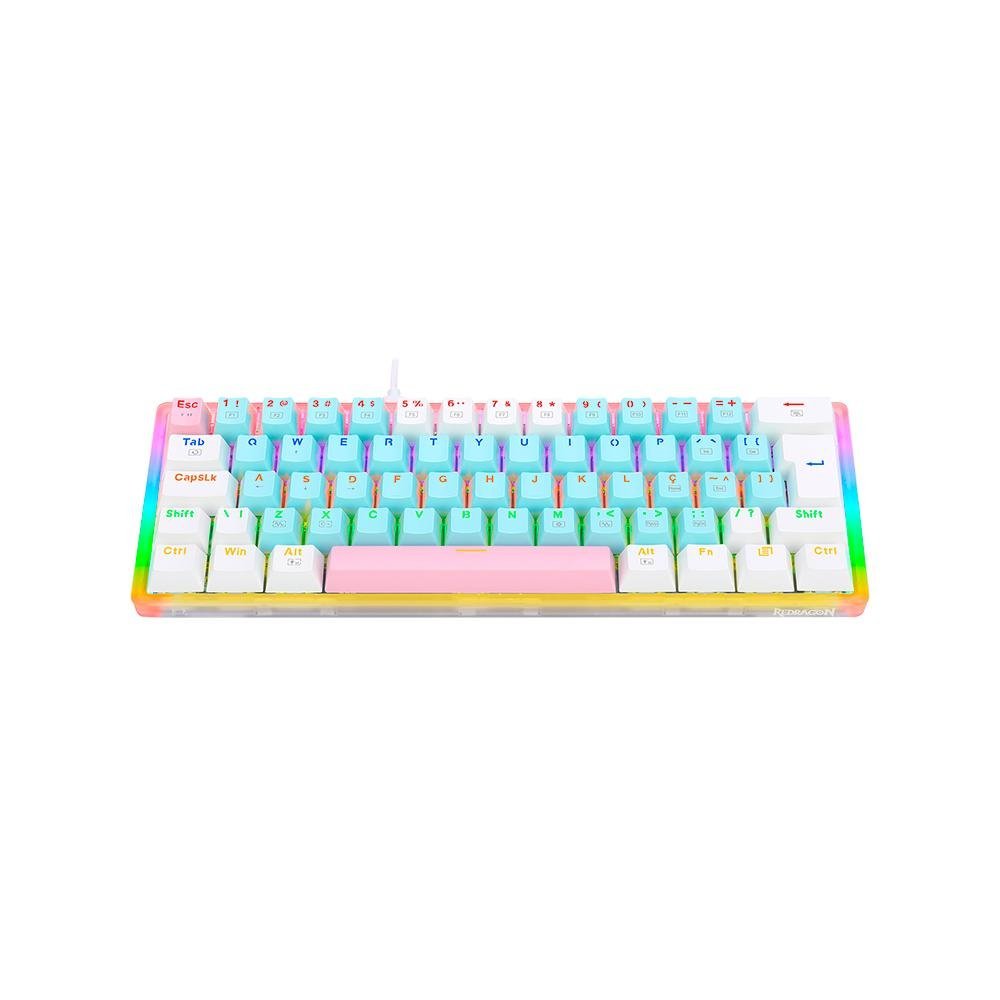 Teclado Redragon Akali Cotton Candy Rainbow Switch Marrom Pt ...