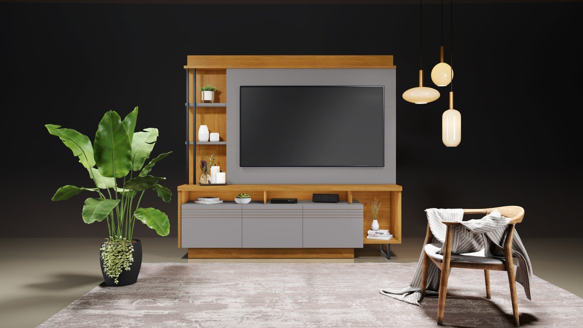 Home Equilíbrio com Friso - JCM Cinamomo/Cinza | MadeiraMadeira