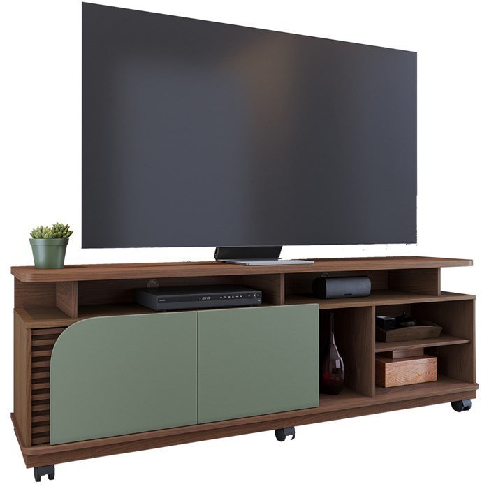 Bancada Rack para Tv 75 Polegadas Jurere Amendoa Hortela Clb | MadeiraMadeira