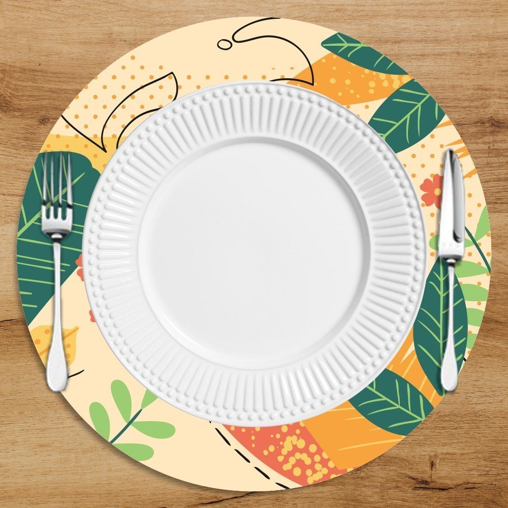 Sousplat em MDF com Estampa Folhas Coloridas 6 Peças | MadeiraMadeira