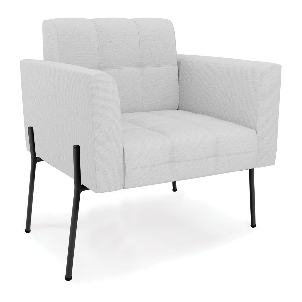 Poltrona Pé de Ferro Preto para Sala Elisa Linho Cinza A05 D03 - D ...