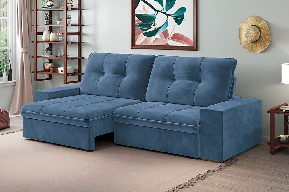 Sofá Veneza Quad Retrátil Reclinável 2L 2,96m | MadeiraMadeira