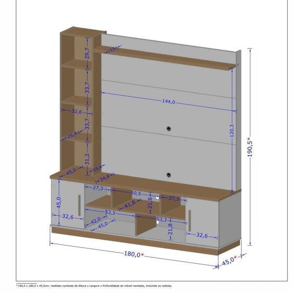 Home com LED para TV até 60 Polegadas Prestige Bechara | MadeiraMadeira