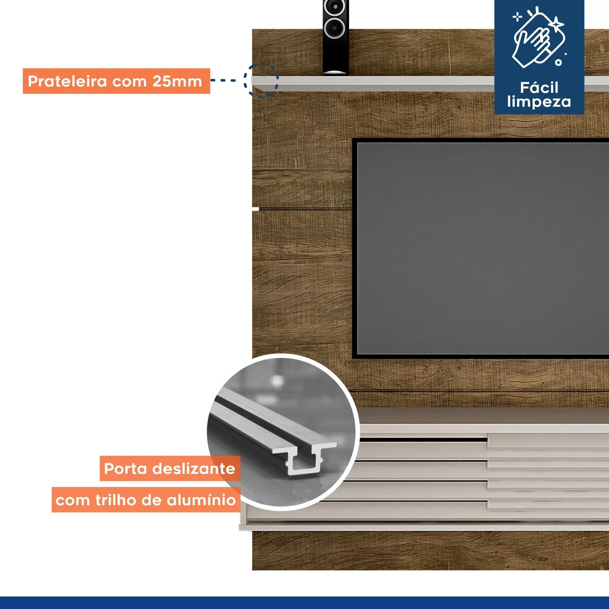 Estante Home Para TV Até 60 Polegadas 2 Portas Califórnia Valdemóveis ...