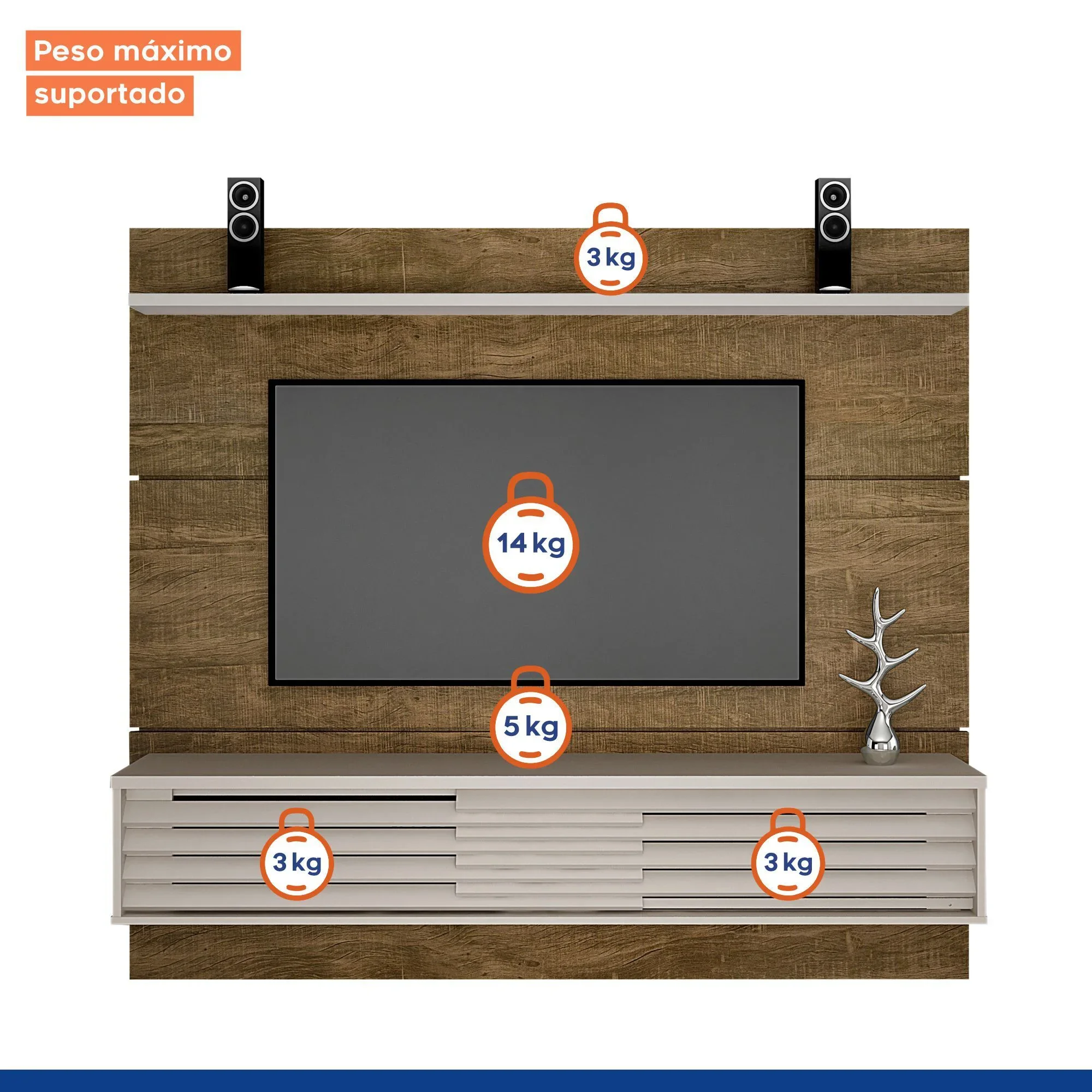 Estante Home Para TV Até 60 Polegadas 2 Portas Califórnia Valdemóveis ...