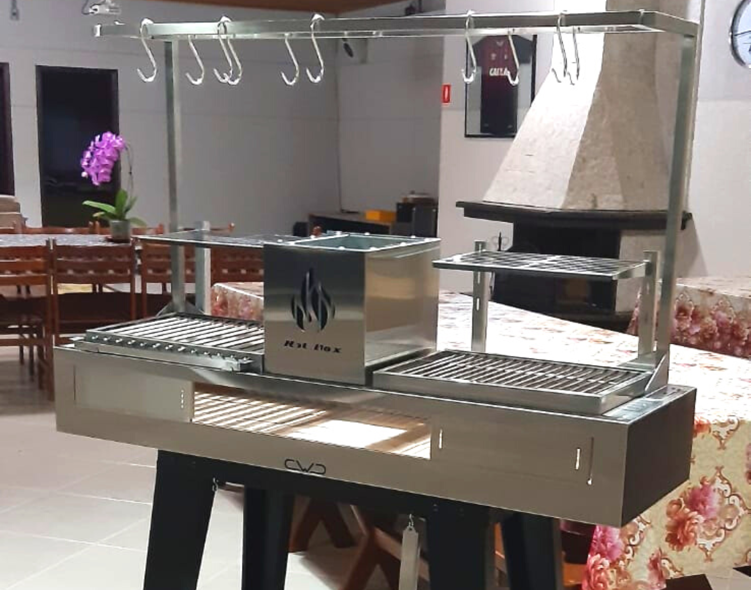 Churrasqueira HotBox Parrilla Dupla Grelha Argentina + Uruguaia - BASE ALTA + KIT TENDAL ...