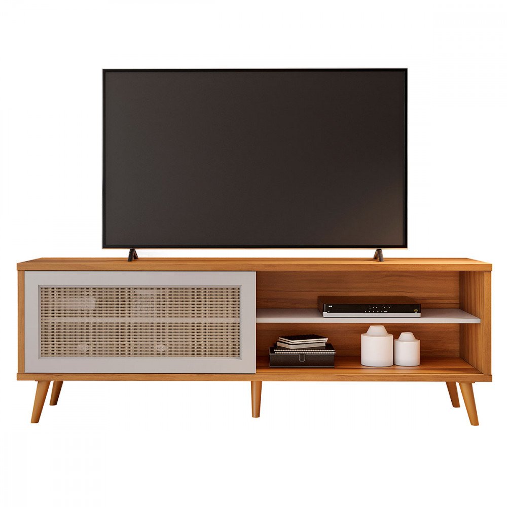 Bancada Estilo Retrô para TVs de 60 polegadas NT1175 Movvida Freijó ...