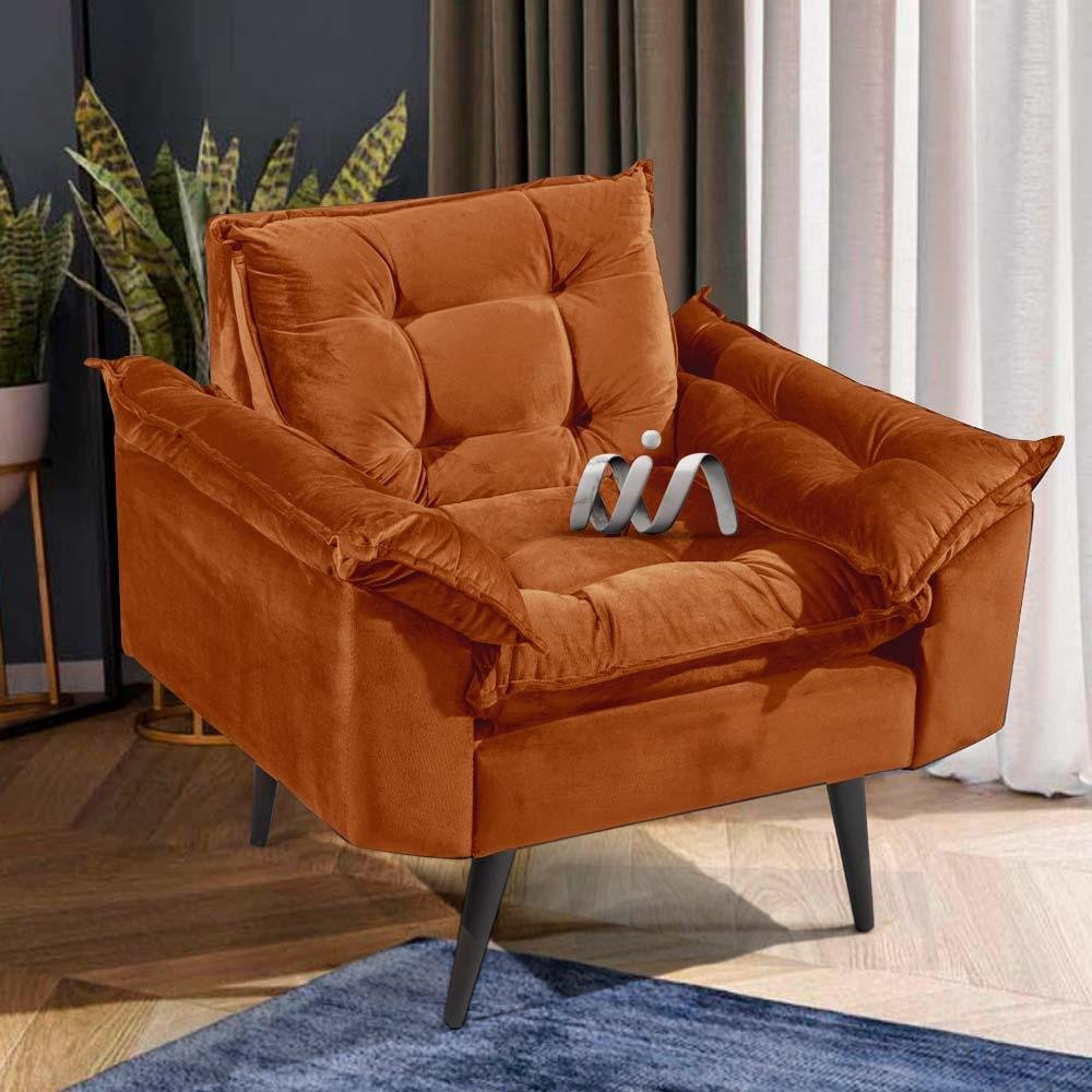 Poltrona Decorativa Opala Veludo Terracota Lilly Shop JM | MadeiraMadeira