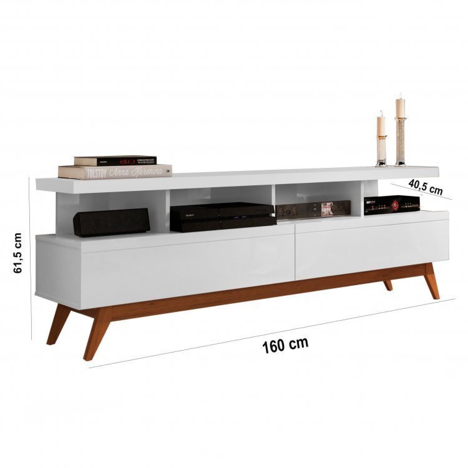 Conjunto Rack Vivare Wood e Painel para TV até 60 Polegadas Vivare 1.6 Branco Móveis Germai ...