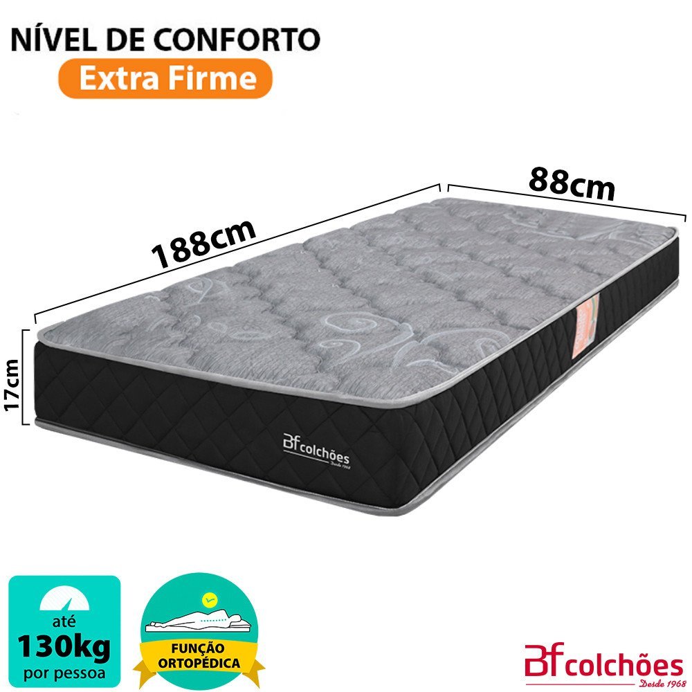Colchão Solteiro BF Espuma D45 Extra Firme Ortopédico Certificada ...