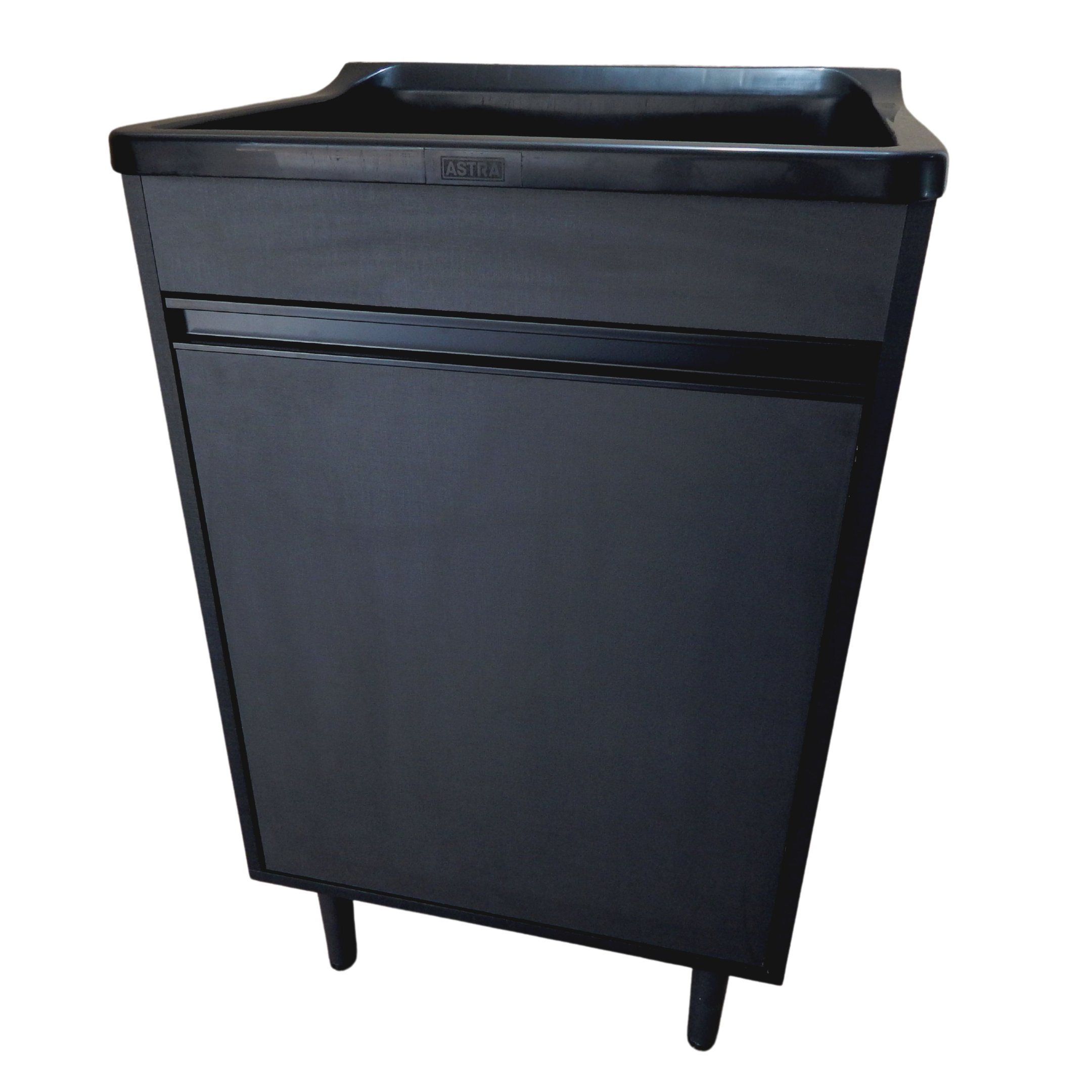 Balcão Preto Com Tanque de Lavar Roupa 34L Entregue Montado ...