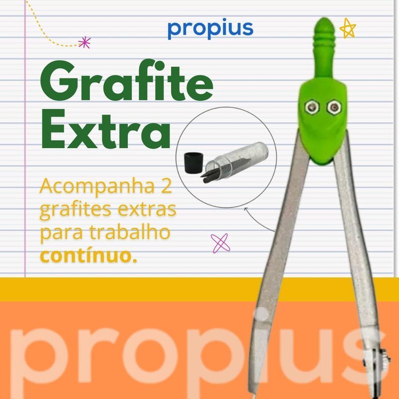 Compasso Escolar Com Grafite Para Aluno Geometria Traça Circunferência ...