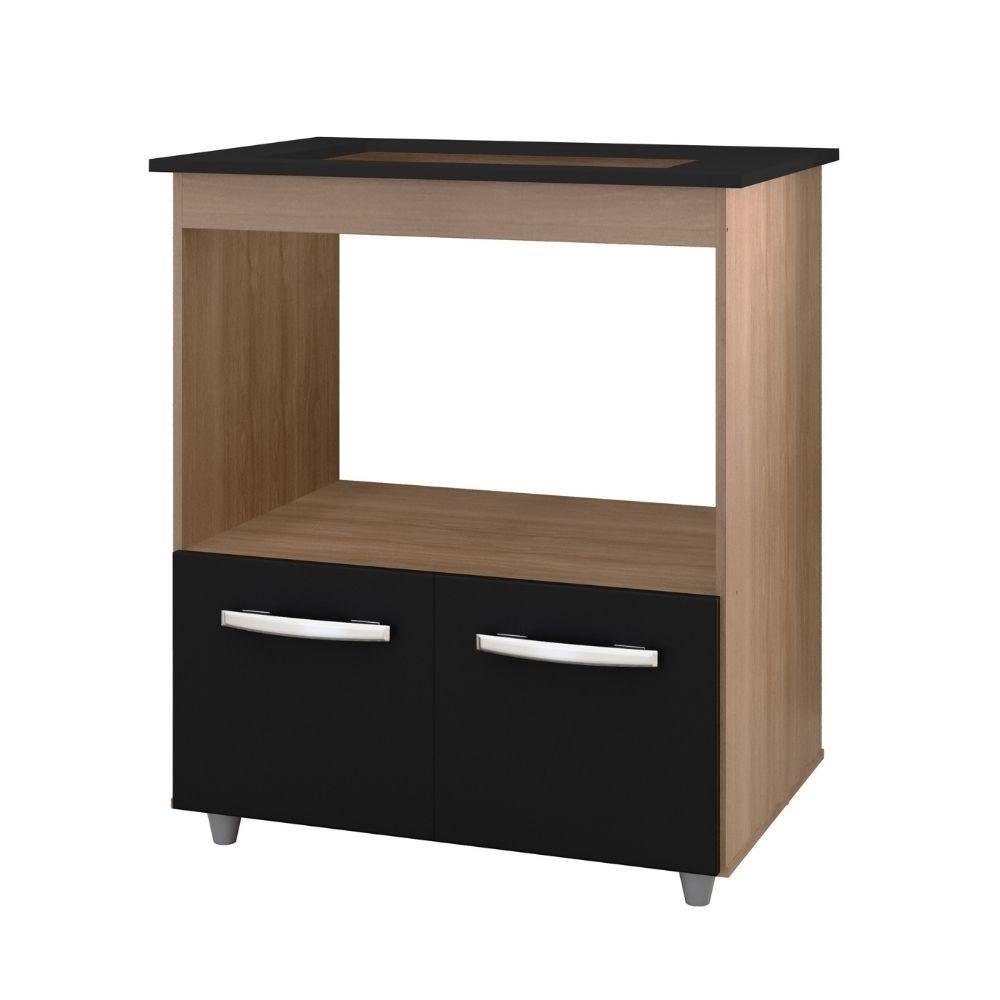 Balcão para Cooktop Elisa 5 Bocas 2 Portas Moblis Cor:savana Preto ...