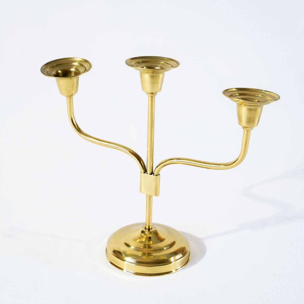 Castiçal Candelabro Dourado em Latão Suporte para 3 Velas | MadeiraMadeira