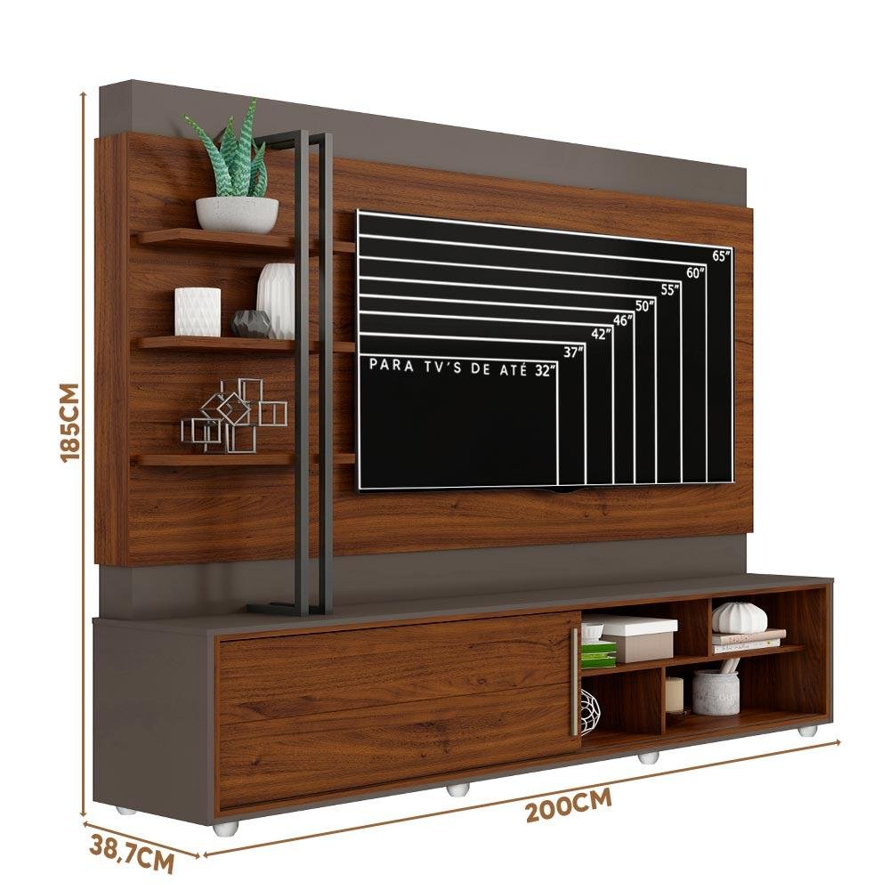 Home Para Sala TV Até 65 Polegadas Cinza Urbano Nogueira Logan DJ ...