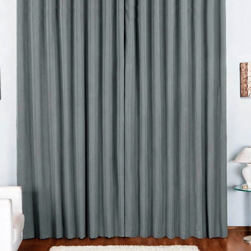 Cortina Lisa Pryme Oxford 3x2,8m Trilho Suisso Cinza Sala Quarto ...